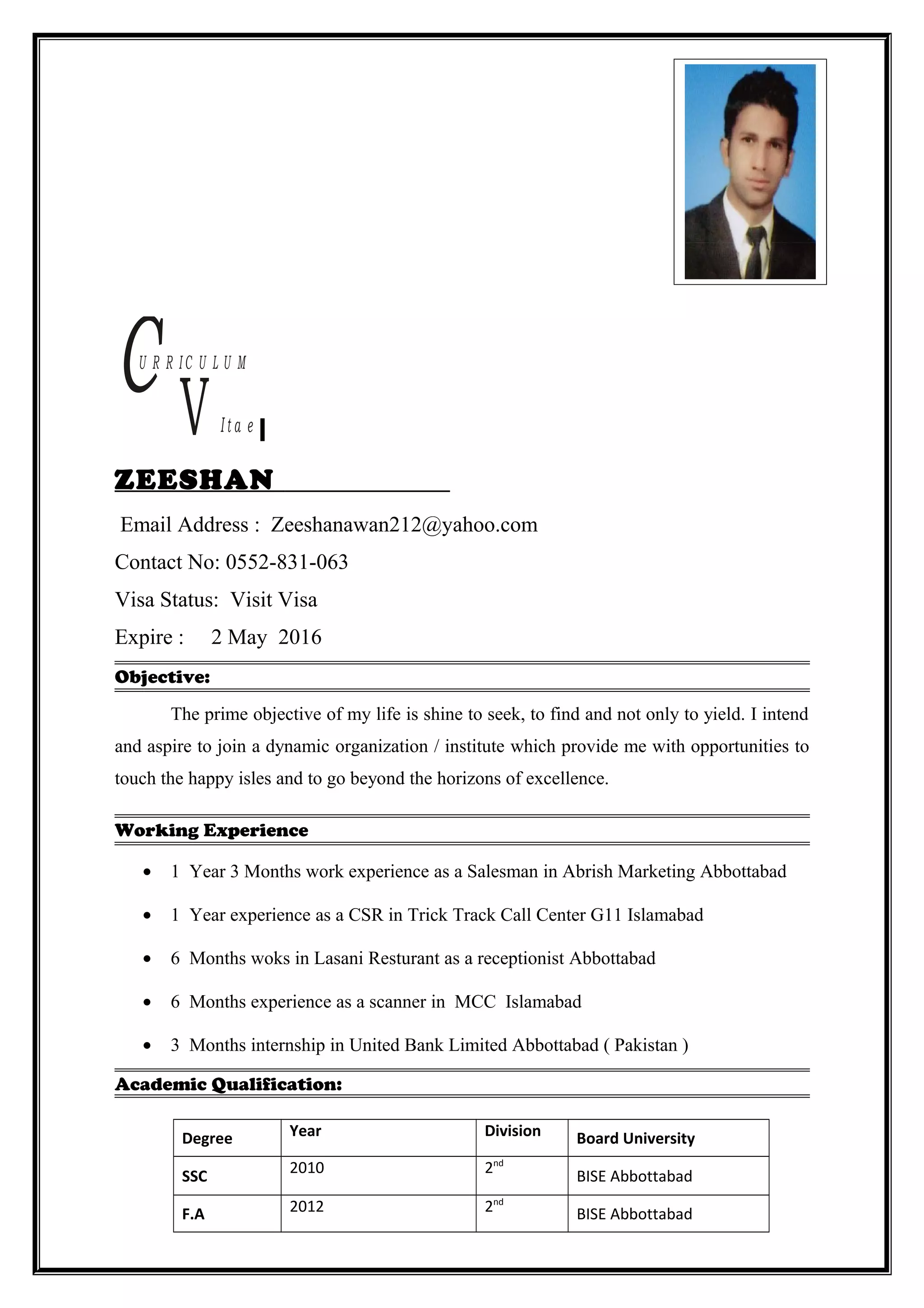 ZEESHAN cv | PDF | Free Download