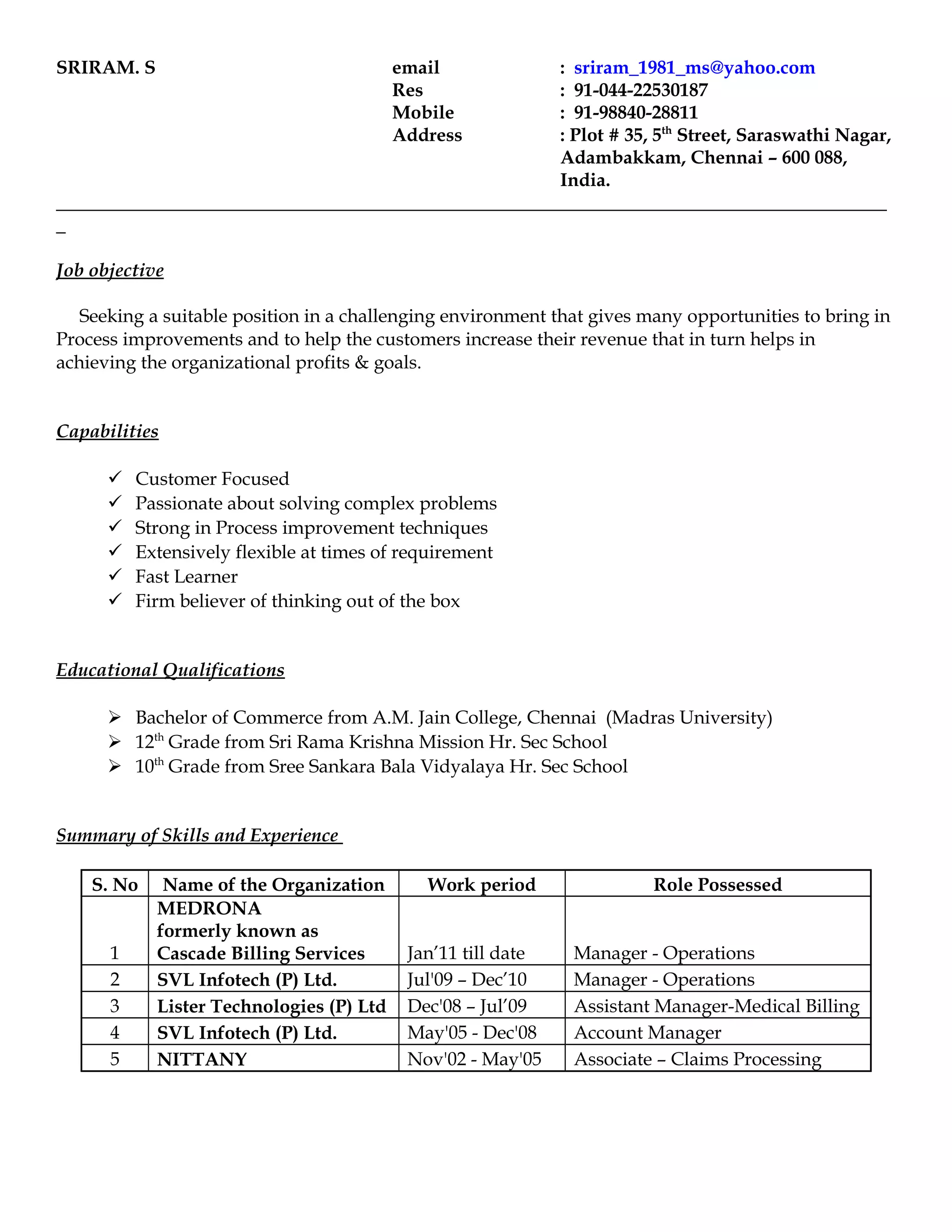 Sriram_Resume | DOC