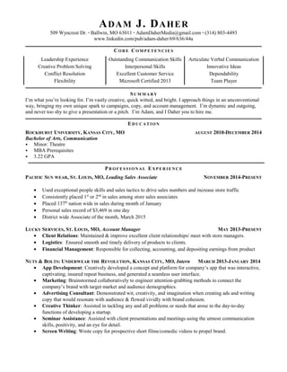 Adam J. Daher Resume | DOC | Marketing and Advertising | Business