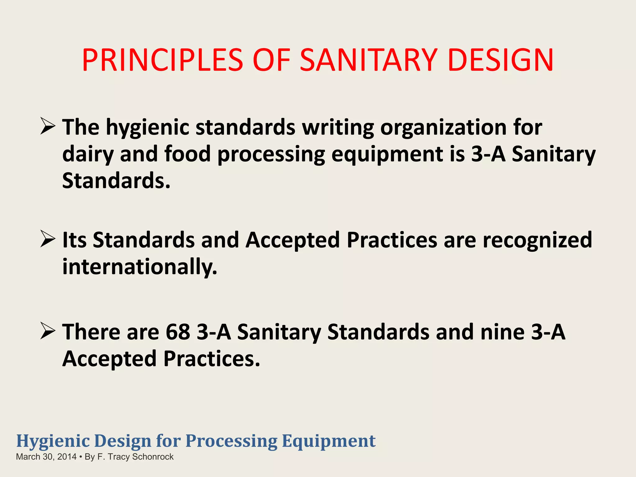 Sanitary Design An Introduction to Standards of Design Excellence ...