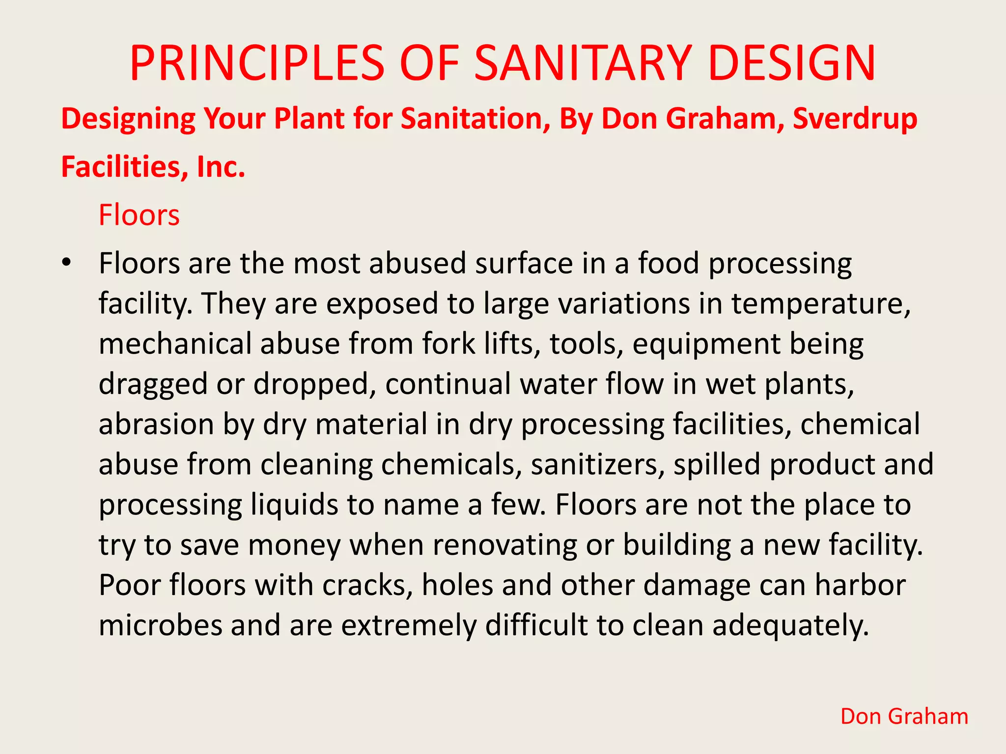 Sanitary Design An Introduction to Standards of Design Excellence ...