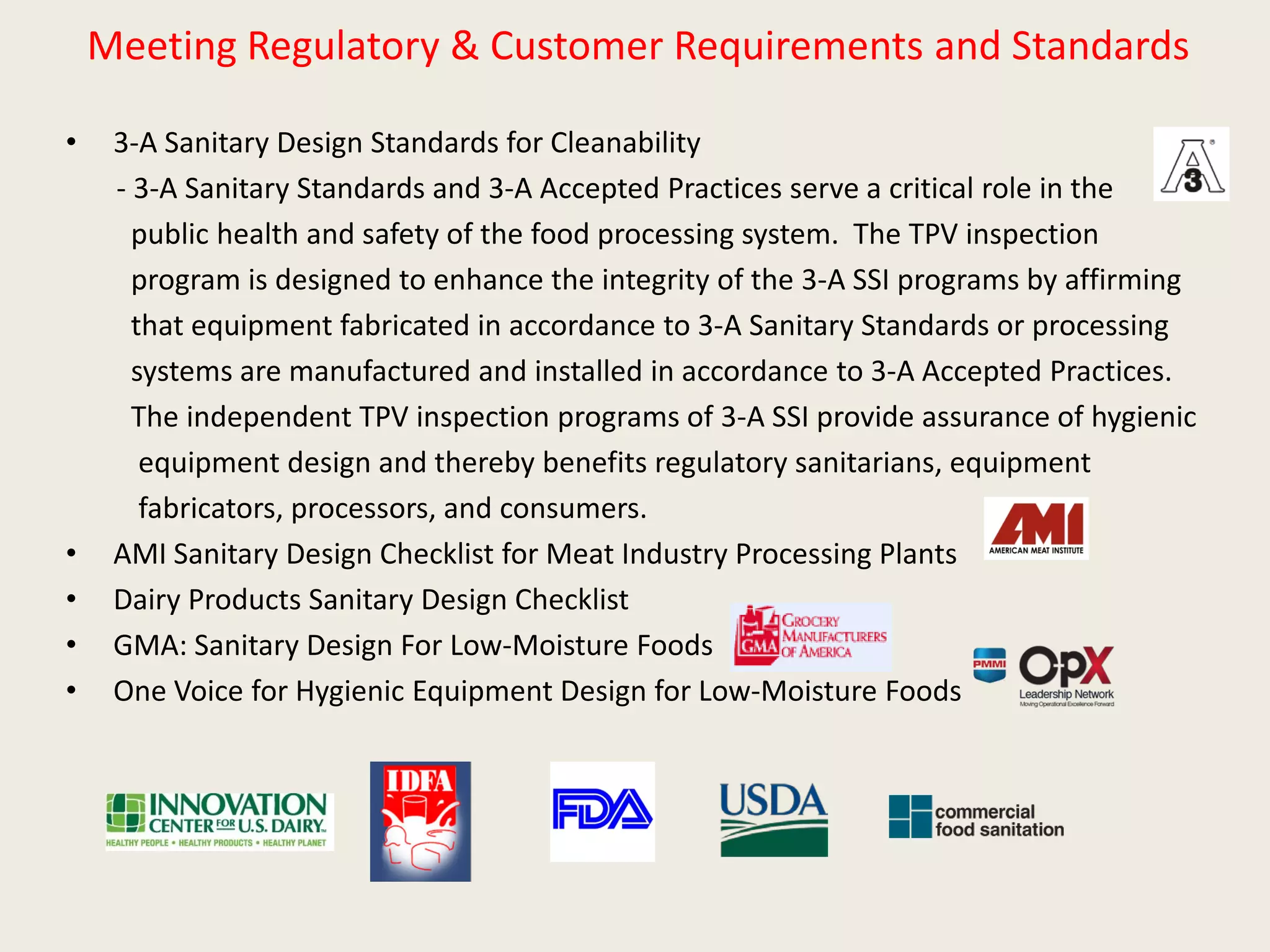 Sanitary Design An Introduction to Standards of Design Excellence ...