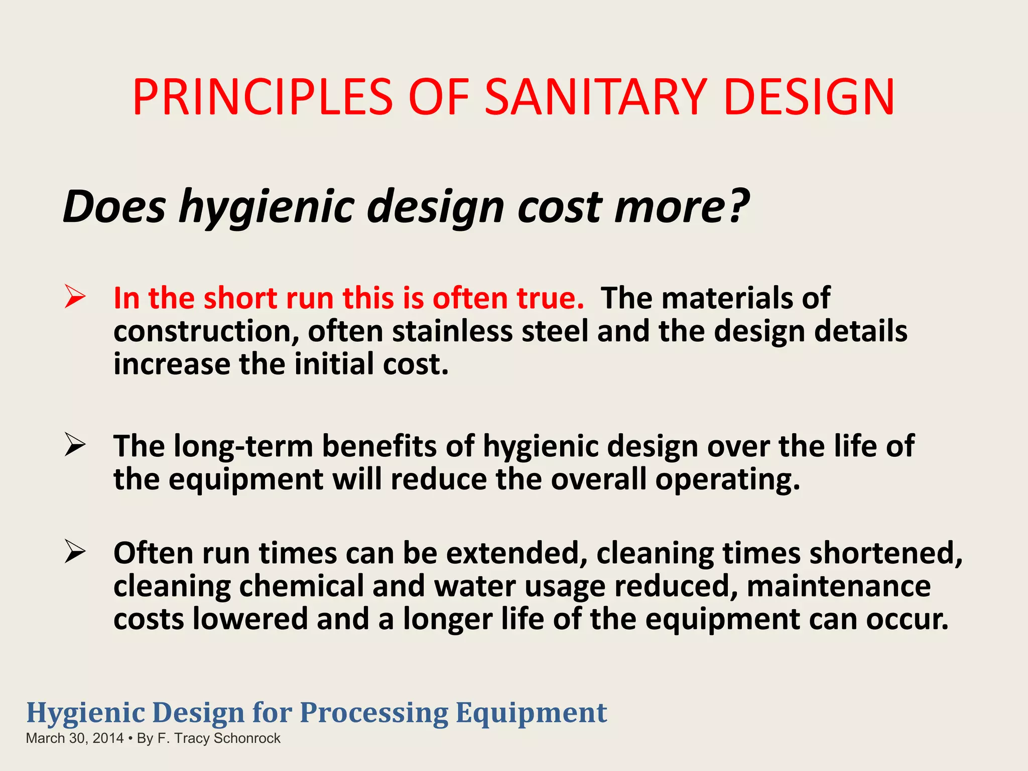 Sanitary Design An Introduction to Standards of Design Excellence ...
