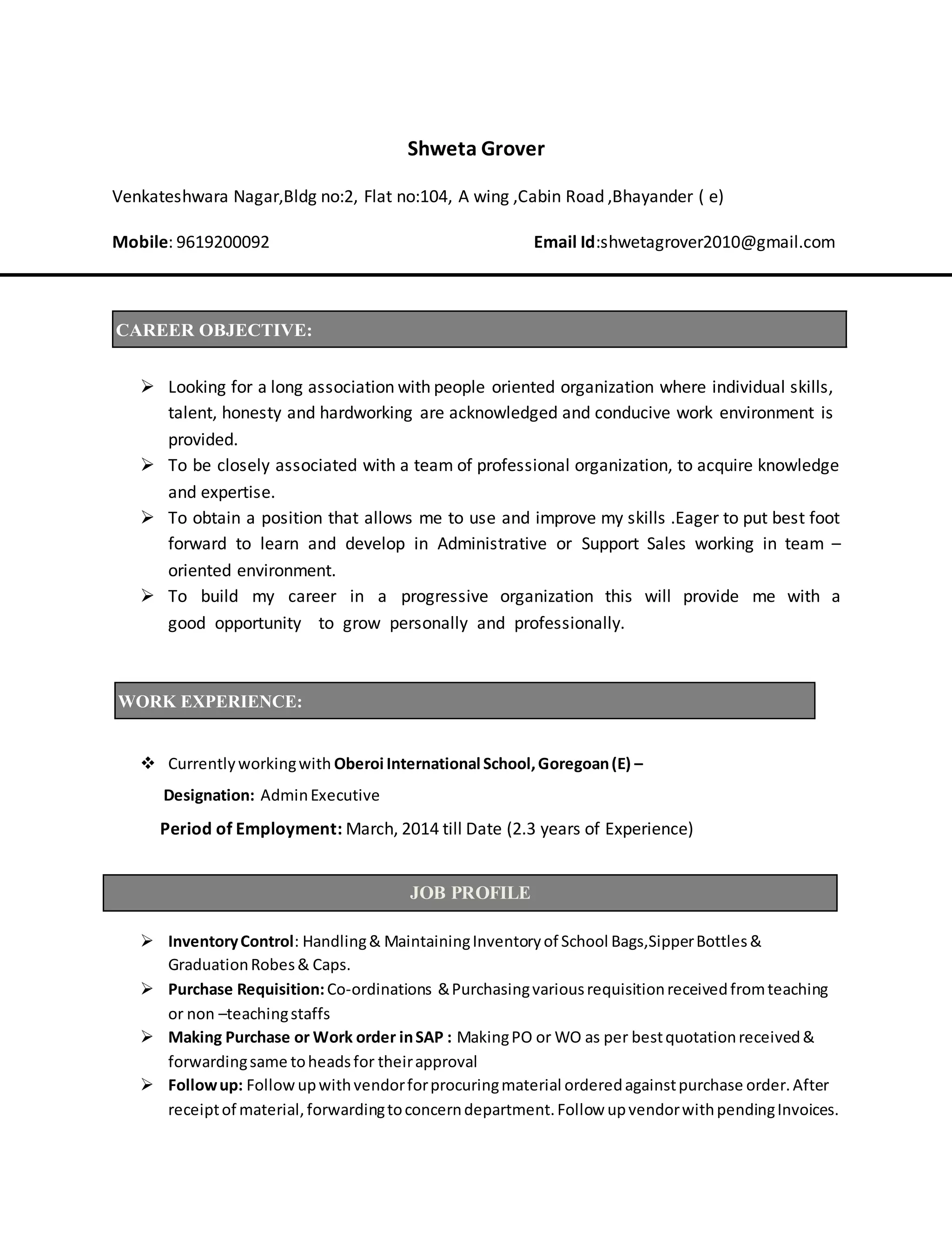 Shweta Grover CV - revised (1) | PDF