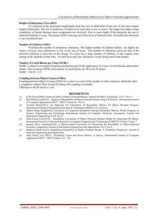 Calculation of Reusability Matrices for Object Oriented applications | PDF