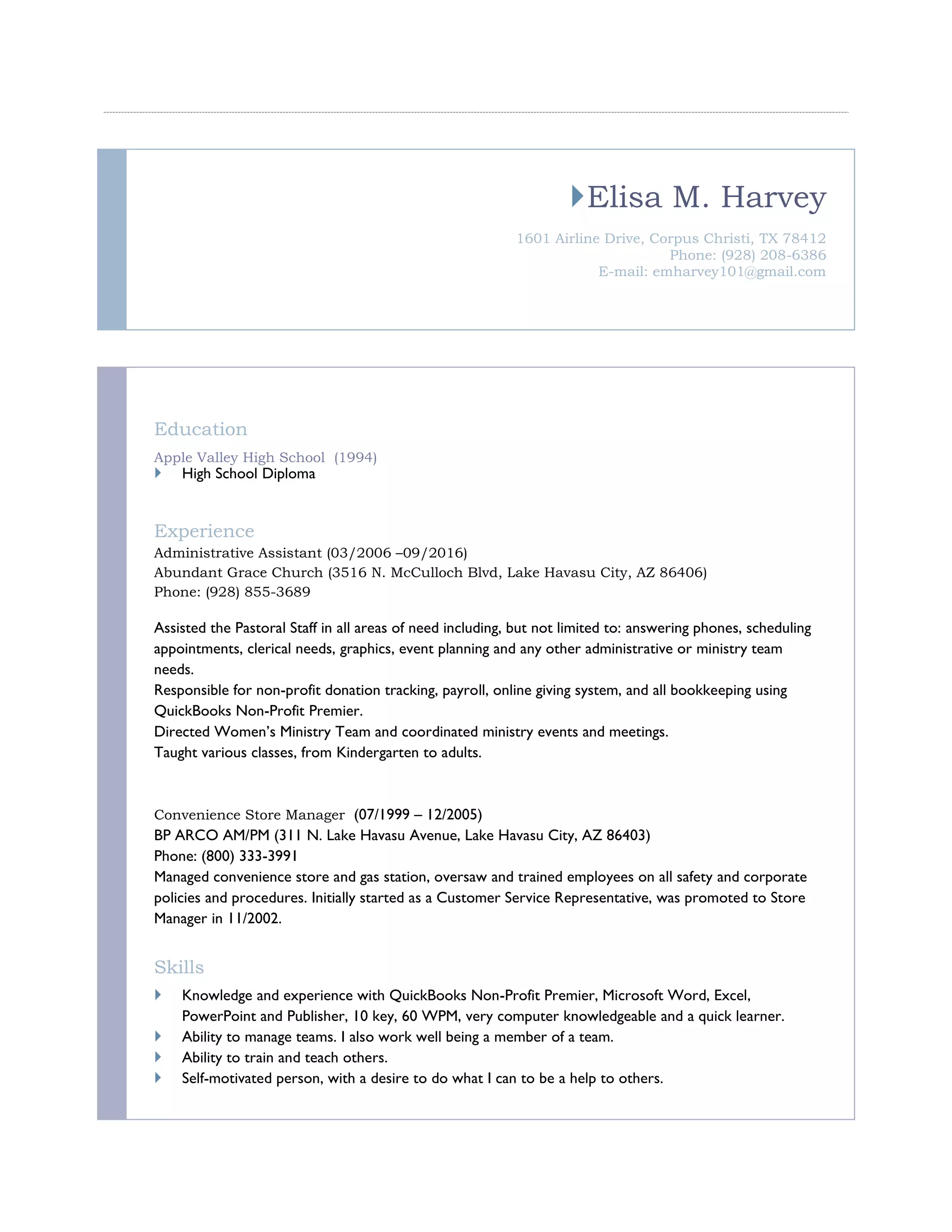 Elisa Harvey Resume | PDF | Business Utilities | Business
