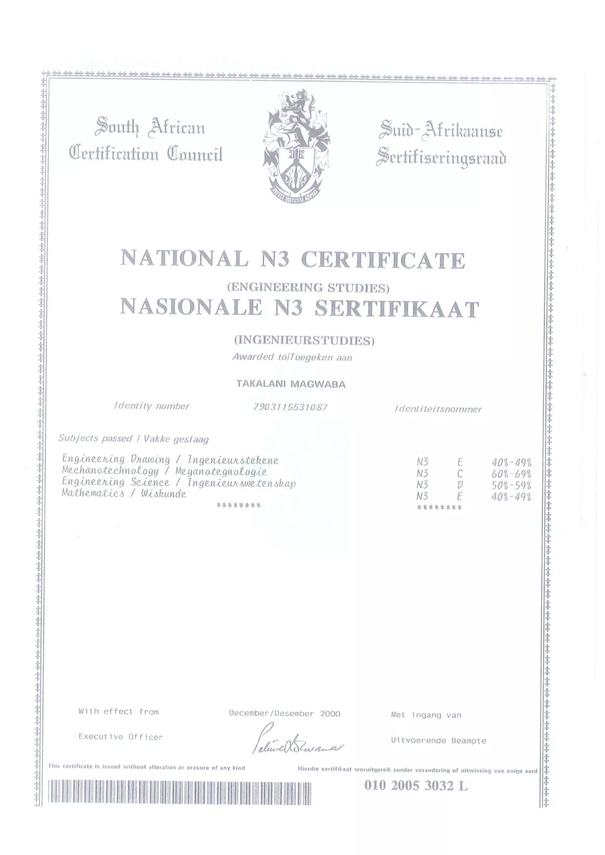 N2,N3,N4,N5,N6,Trade test,First aid level 1,ID book,Induction ...