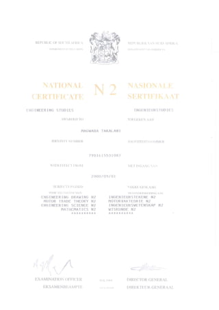 N2,N3,N4,N5,N6,Trade test,First aid level 1,ID book,Induction ...