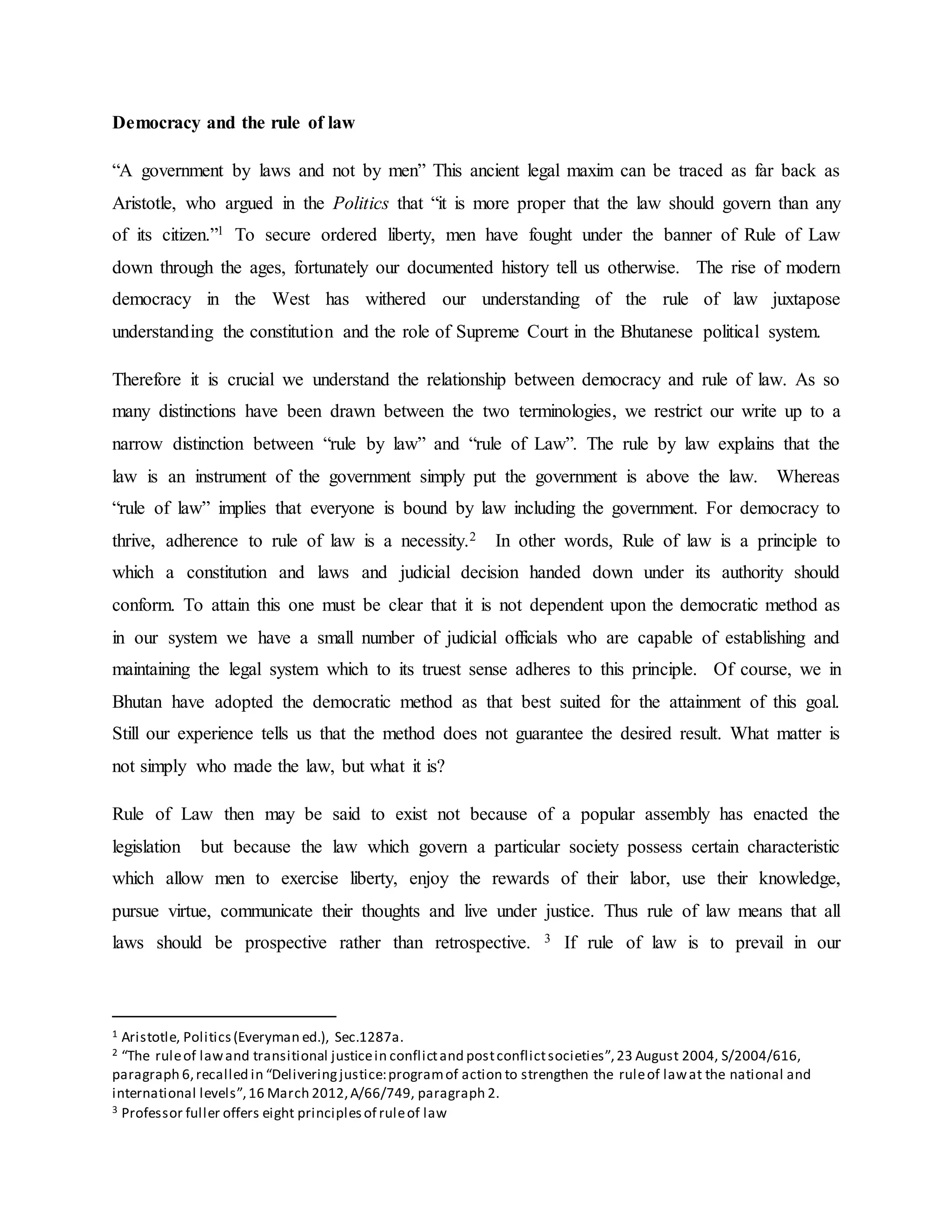 Democracy and the rule of law in Bhutan | DOCX