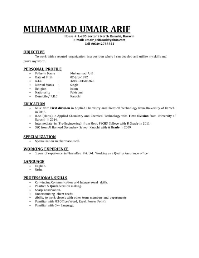 umair cv | PDF