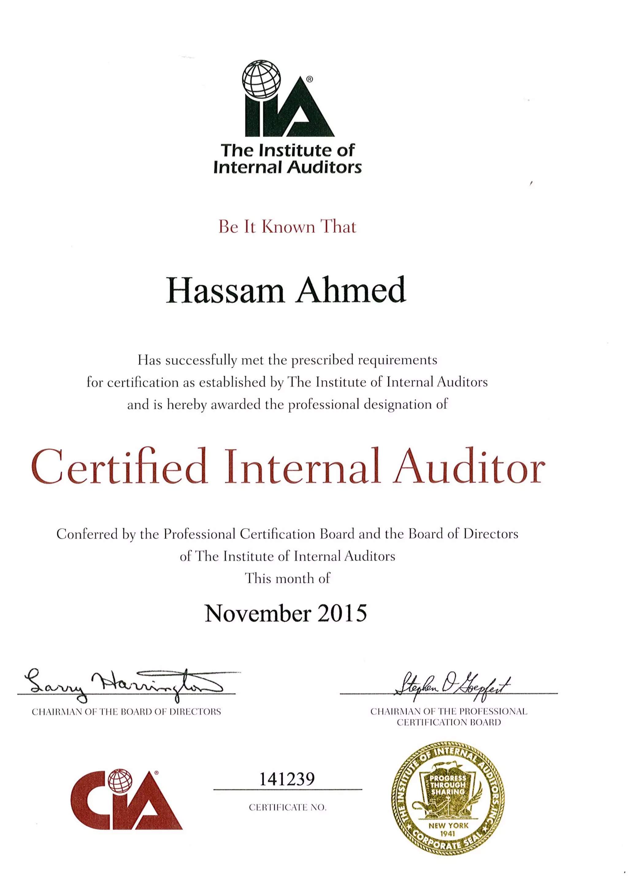 CIA Certificate | PDF