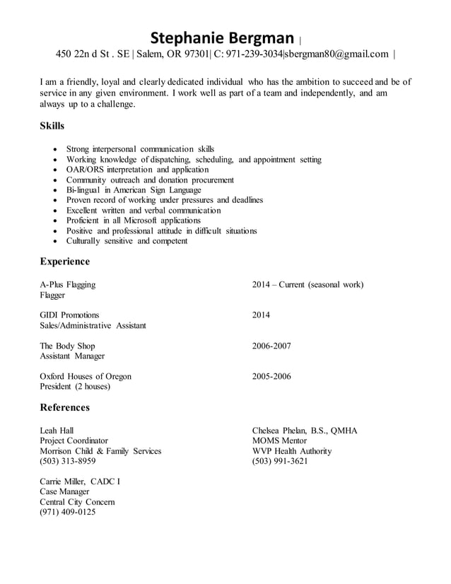 Stephanie Bergman Resume Word | DOCX