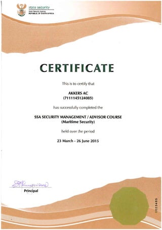 SSA Training Cert | PDF