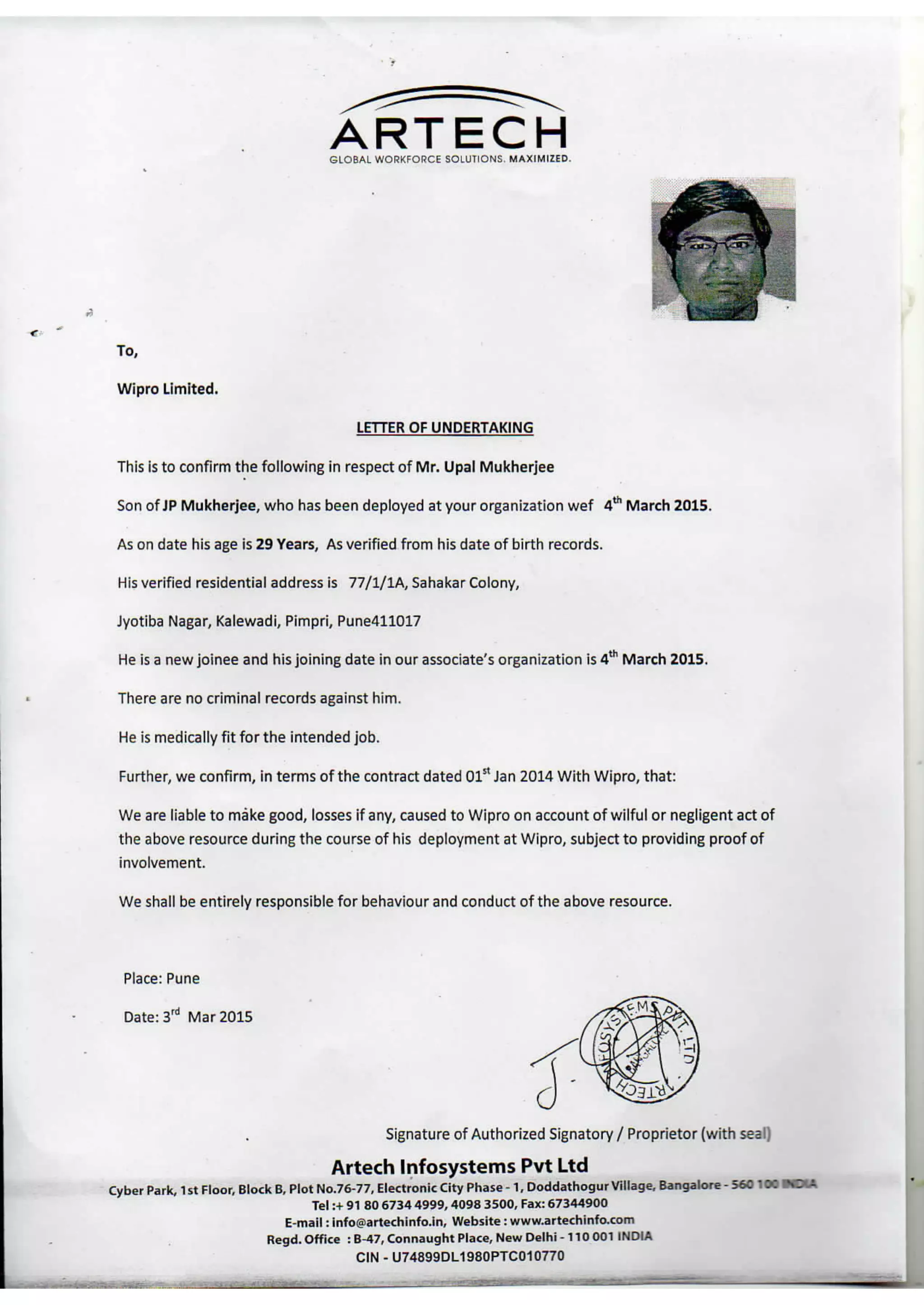 Artech_Letter_Of_Undertaking | PDF