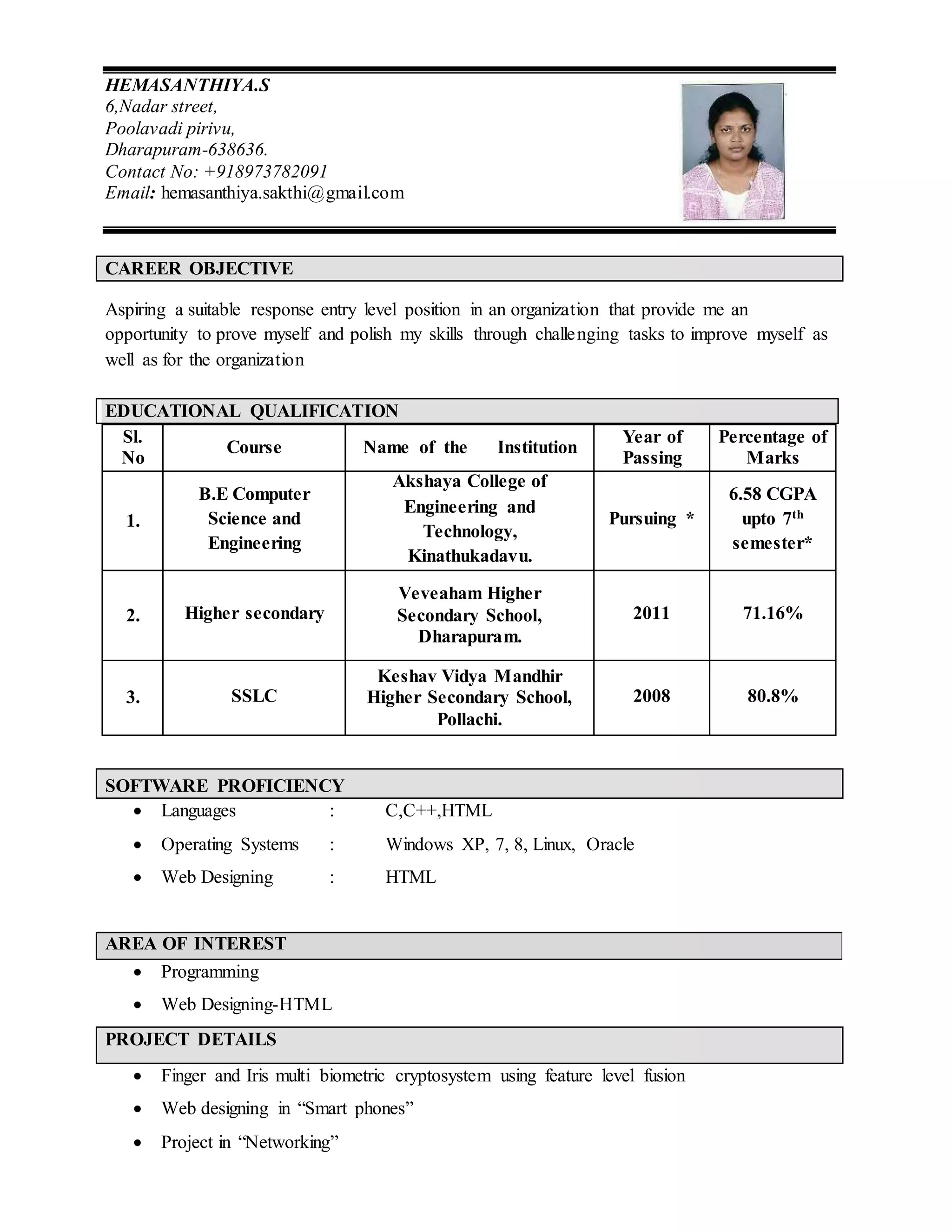 Hemasanthiya BE.CSE Fresher | DOCX | Technology & Computing