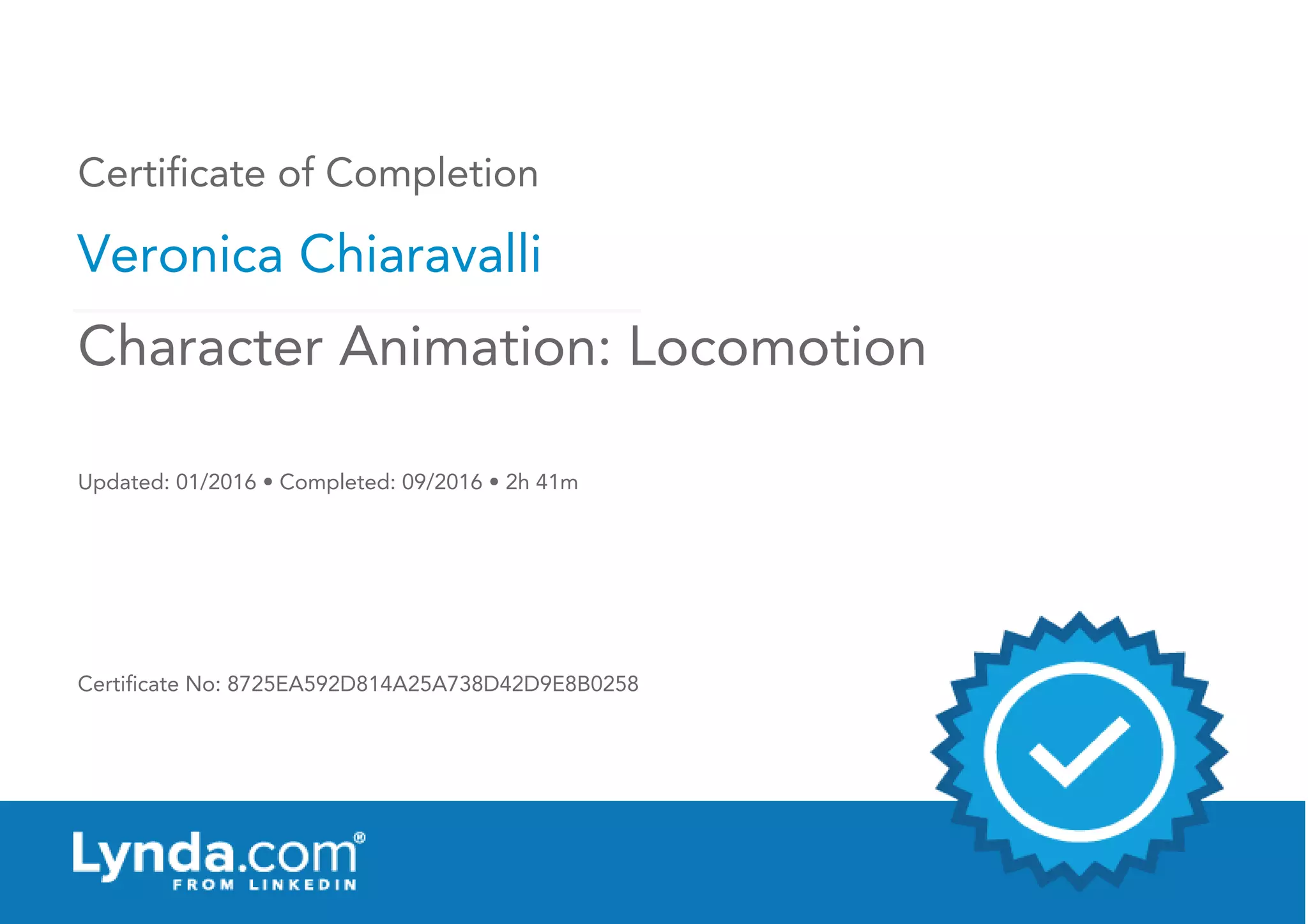 CharacterAnimation-Locomotion_CertificateOfCompletion | PDF