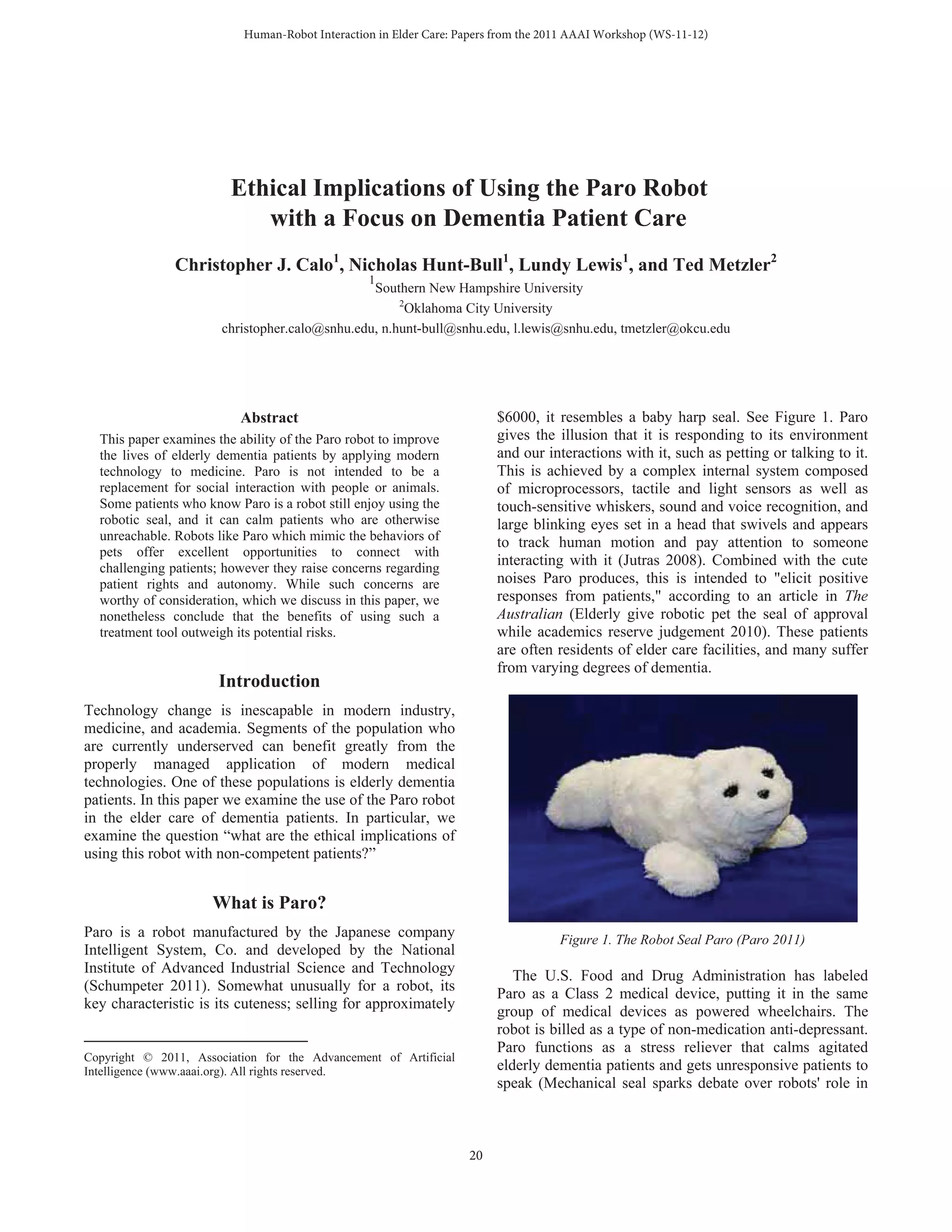 Calo Paro Robot Paper | PDF
