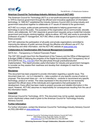 The DATA Act - IT Infrastructure Guidance - CT SIG 08-2015 | PDF