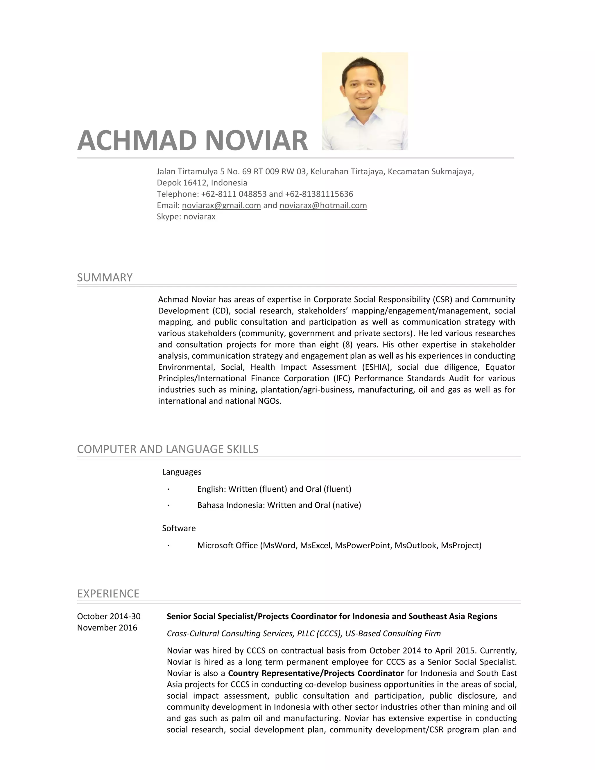 Latest achmad noviar CV with photo | PDF