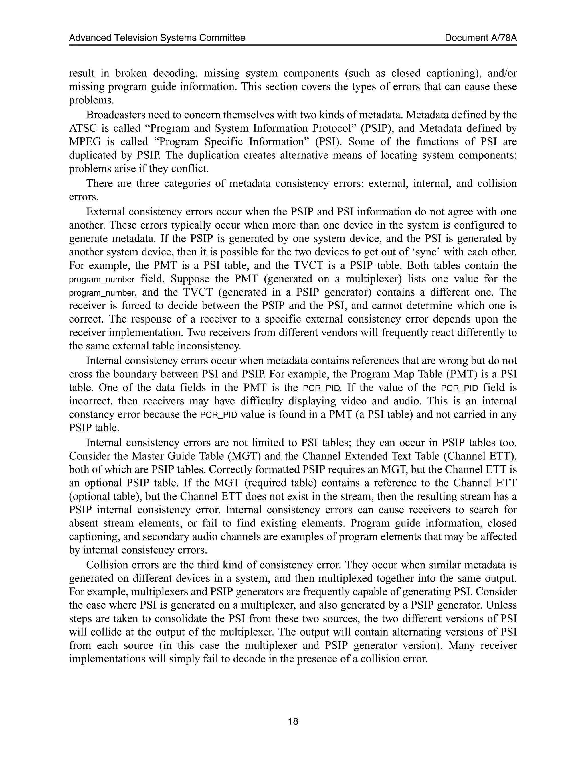 A78 a atsc recommended practice transport stream verification | PDF