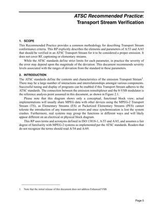 A78 a atsc recommended practice transport stream verification | PDF