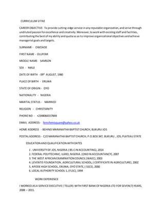 OWOADE OLUFEMI CV | DOCX