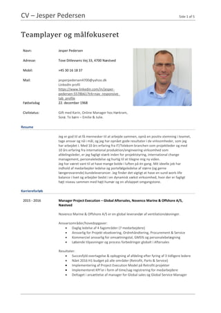 CV - Jesper Pedersen_DK_201607 | PDF