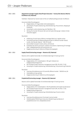 CV - Jesper Pedersen_DK_201607 | PDF