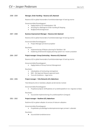 CV - Jesper Pedersen_DK_201607 | PDF