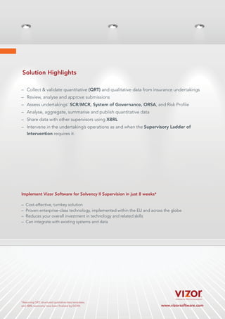 Vizor Software for Solvency II Supervision | PDF