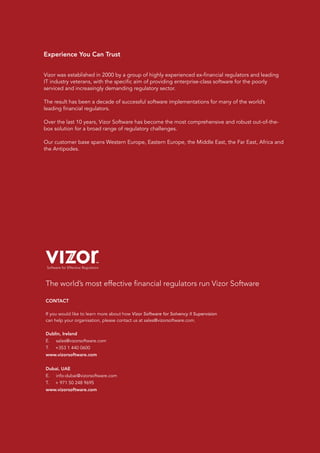 Vizor Software for Solvency II Supervision | PDF
