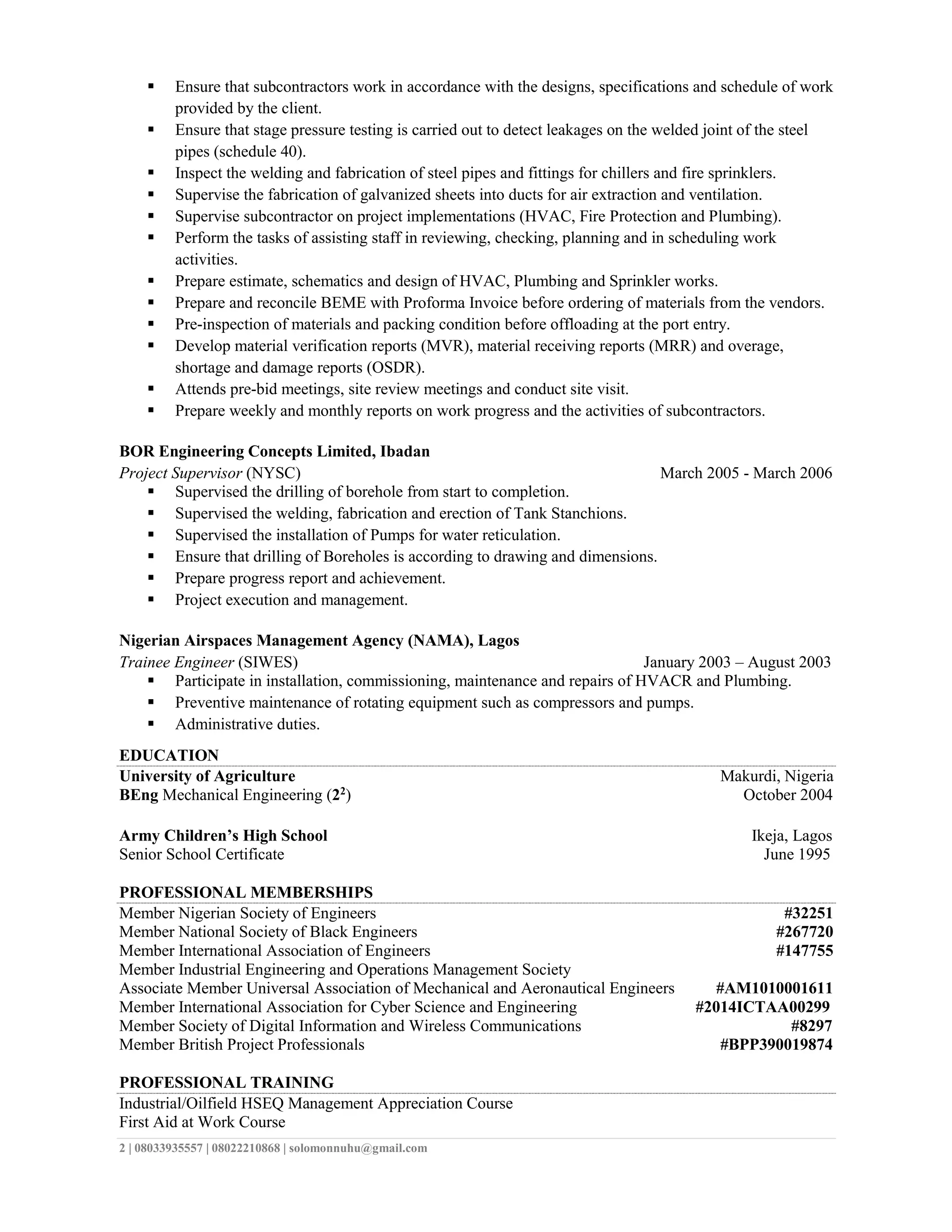 Engr Nuhu Solomon Updated CV v1 | PDF
