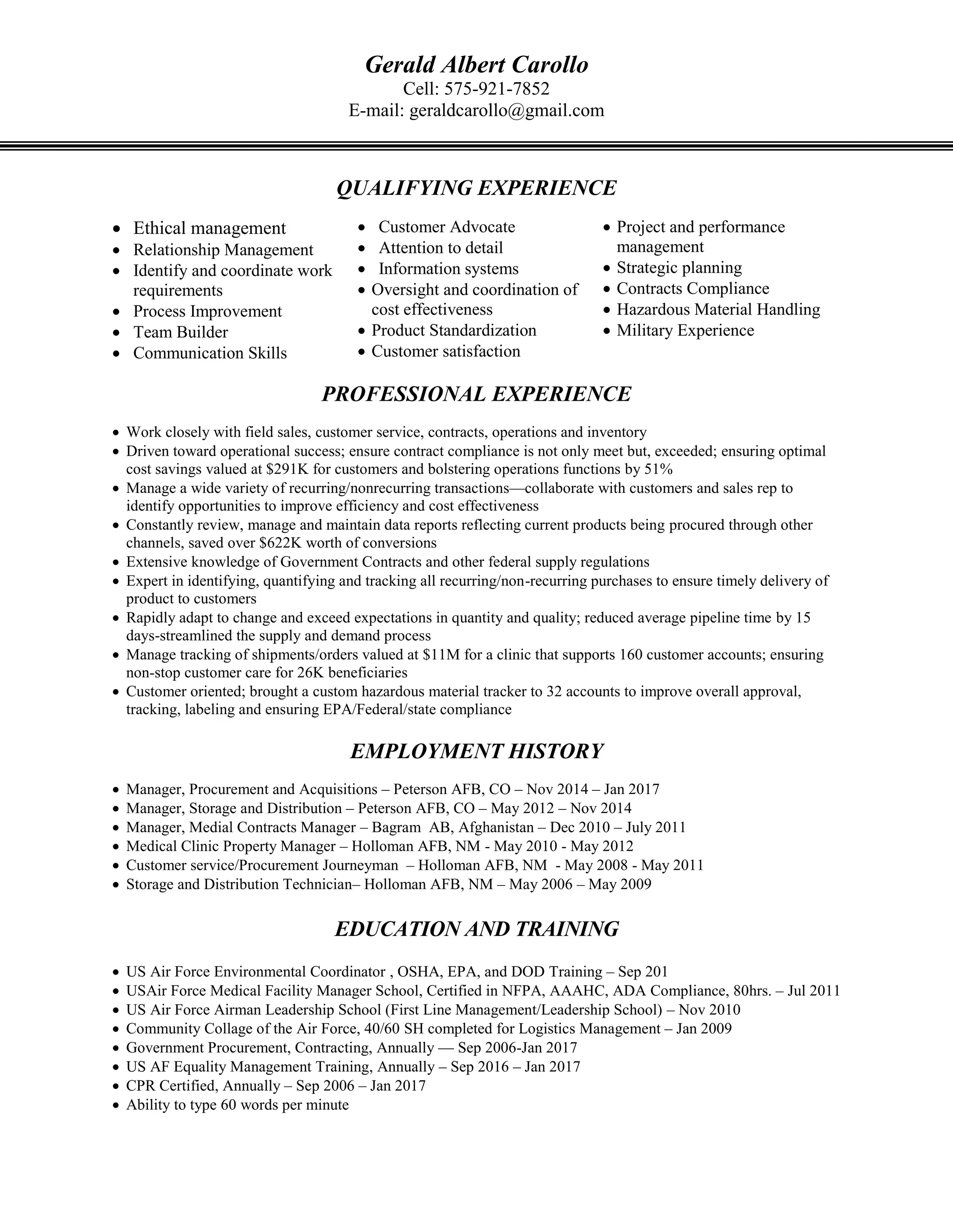 Carollo Resume | PDF