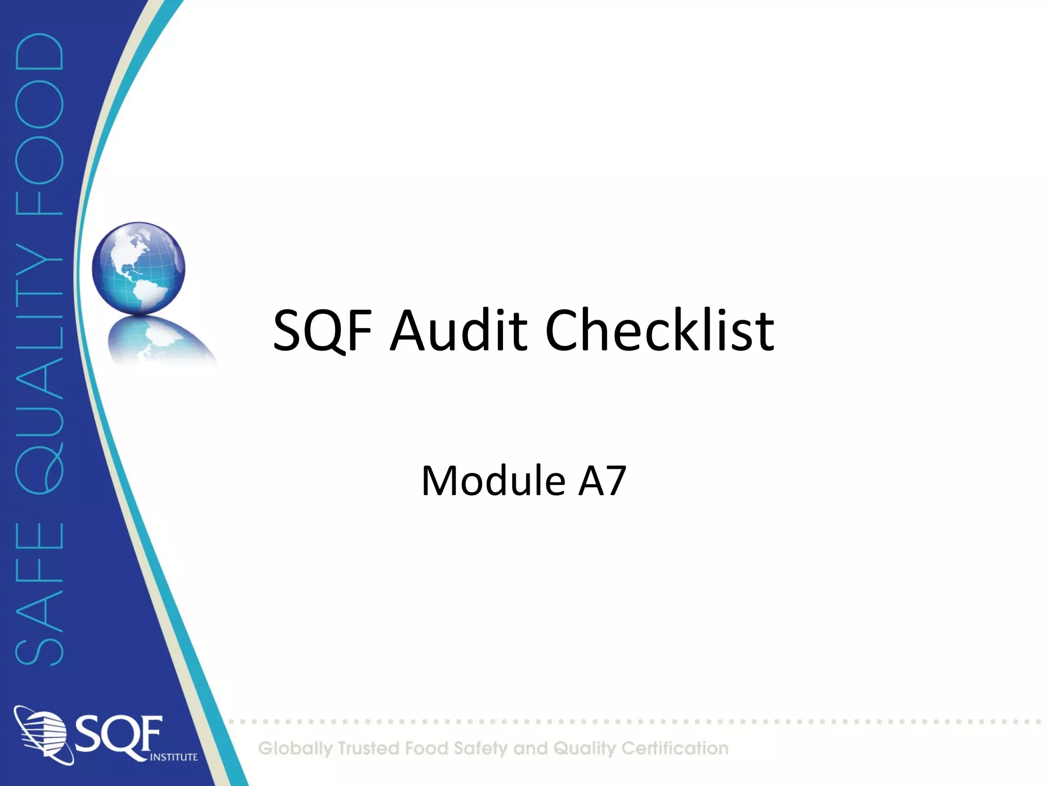 A7 Audit Checklists | PPT