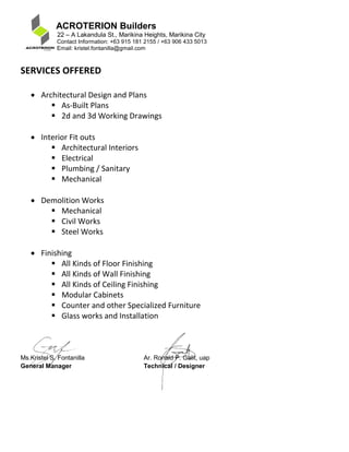 ACROTERION BUILDERS COMPANY PROFILE | PDF
