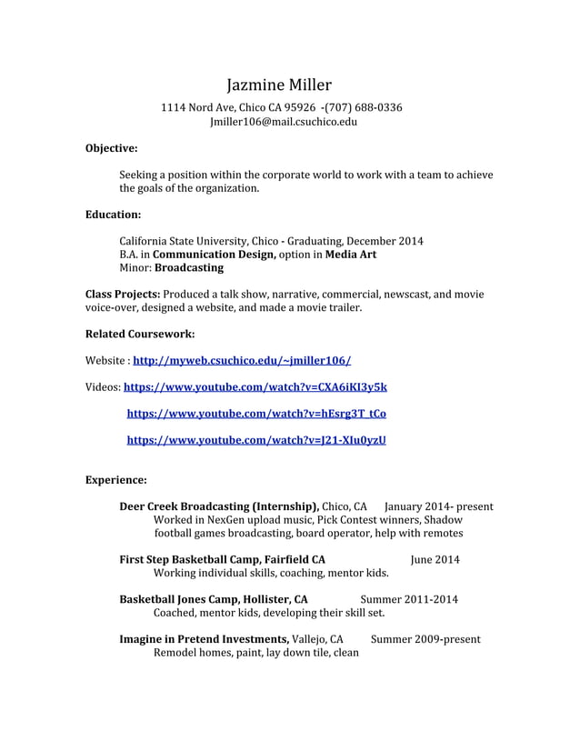 Jazmine Miller Resume22 Pdf