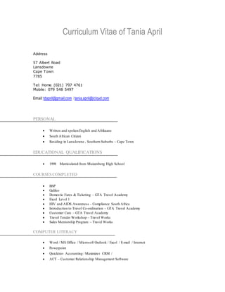 CV of TANIA APRIL | DOCX