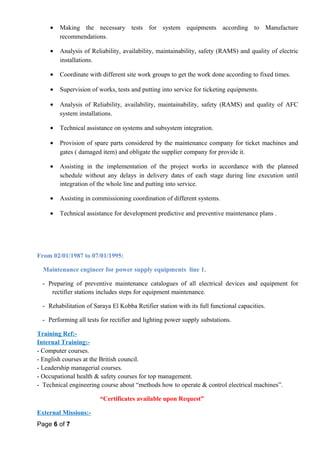 Eng. Ahmed Abdel Hafez Abdel Moniem El-Giar CV | DOC | Rail Travel ...