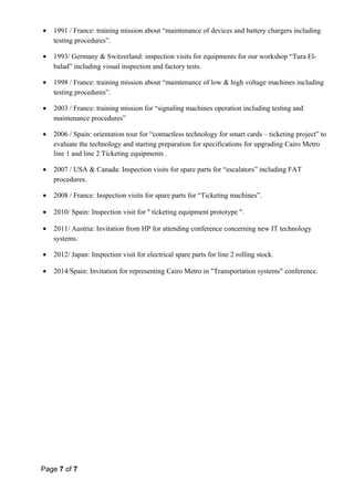 Eng. Ahmed Abdel Hafez Abdel Moniem El-Giar CV | DOC | Rail Travel ...