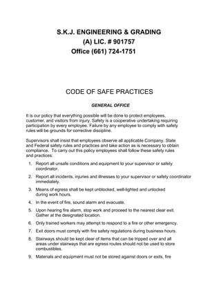 CODE OF SAFE PRACTICES | DOC