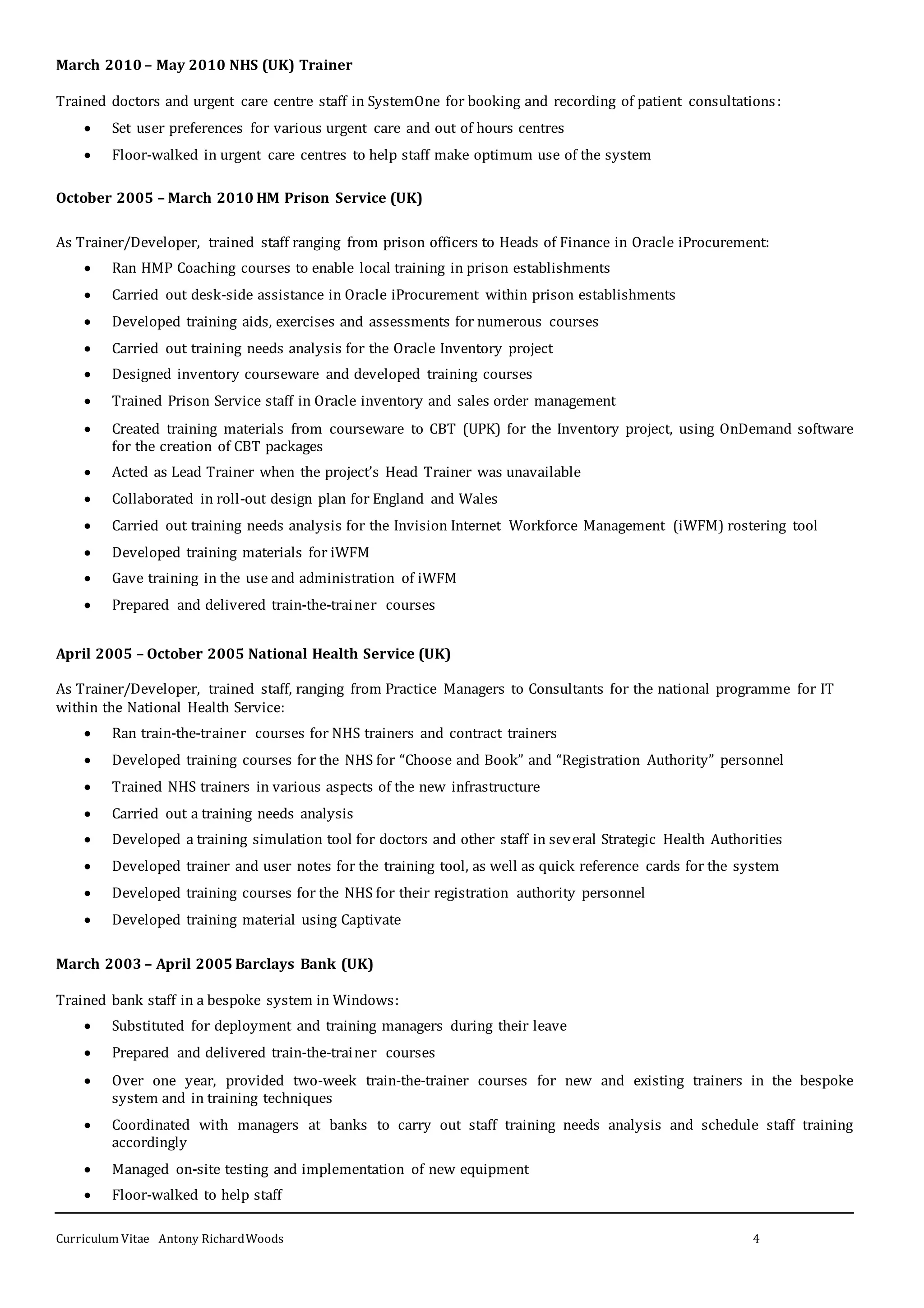 Tony Woods CV April 2016 | DOCX