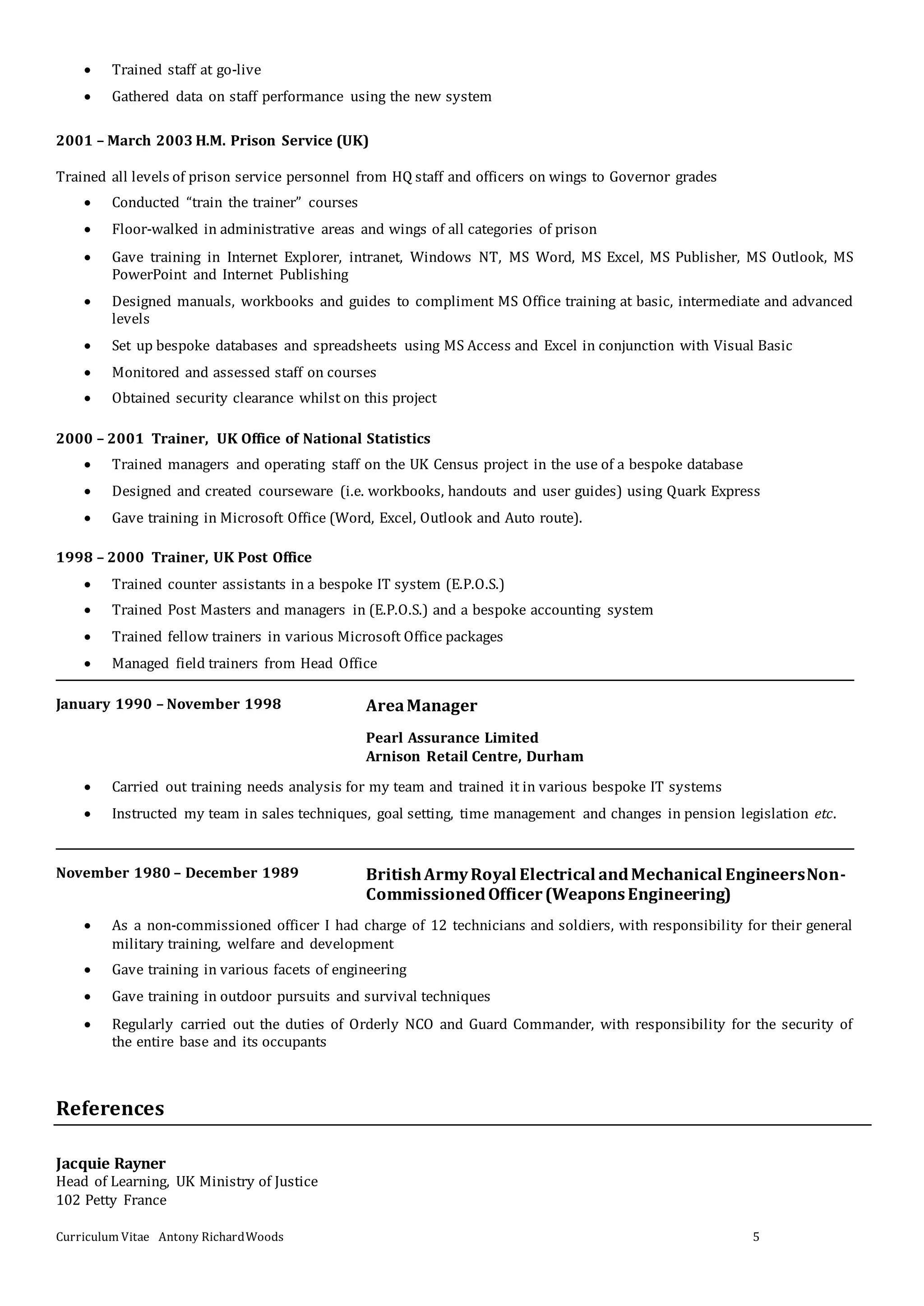 Tony Woods CV April 2016 | DOCX