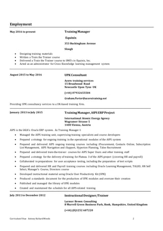 Tony Woods CV April 2016 | DOCX | Business Administration | Business