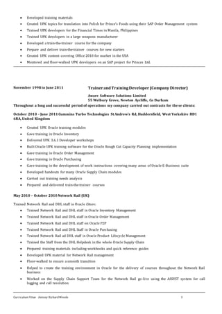 Tony Woods CV April 2016 | DOCX | Business Administration | Business