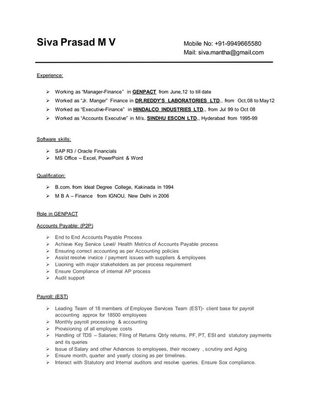 Resume_Siva prasad | PDF