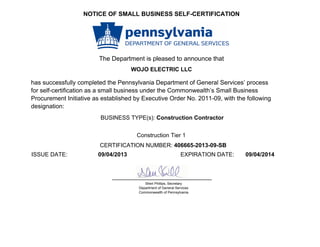Certificate PA Small Business Cert | PPT