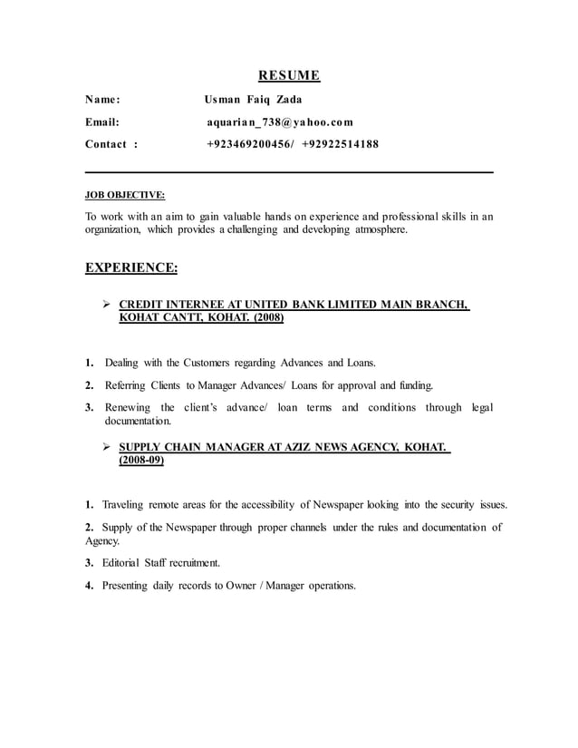 RESUME | DOCX | Business | Business and Finance