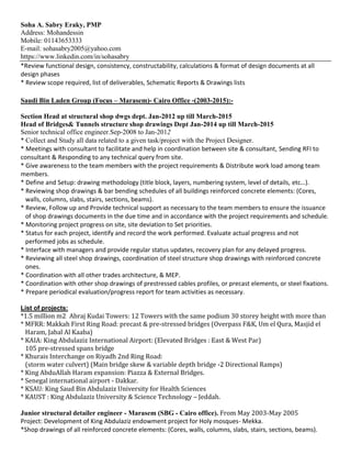 Soha Sabry cv | PDF | Civil Engineering Industry | Industries