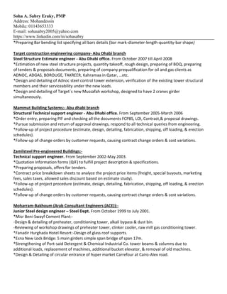Soha Sabry cv | PDF | Civil Engineering Industry | Industries