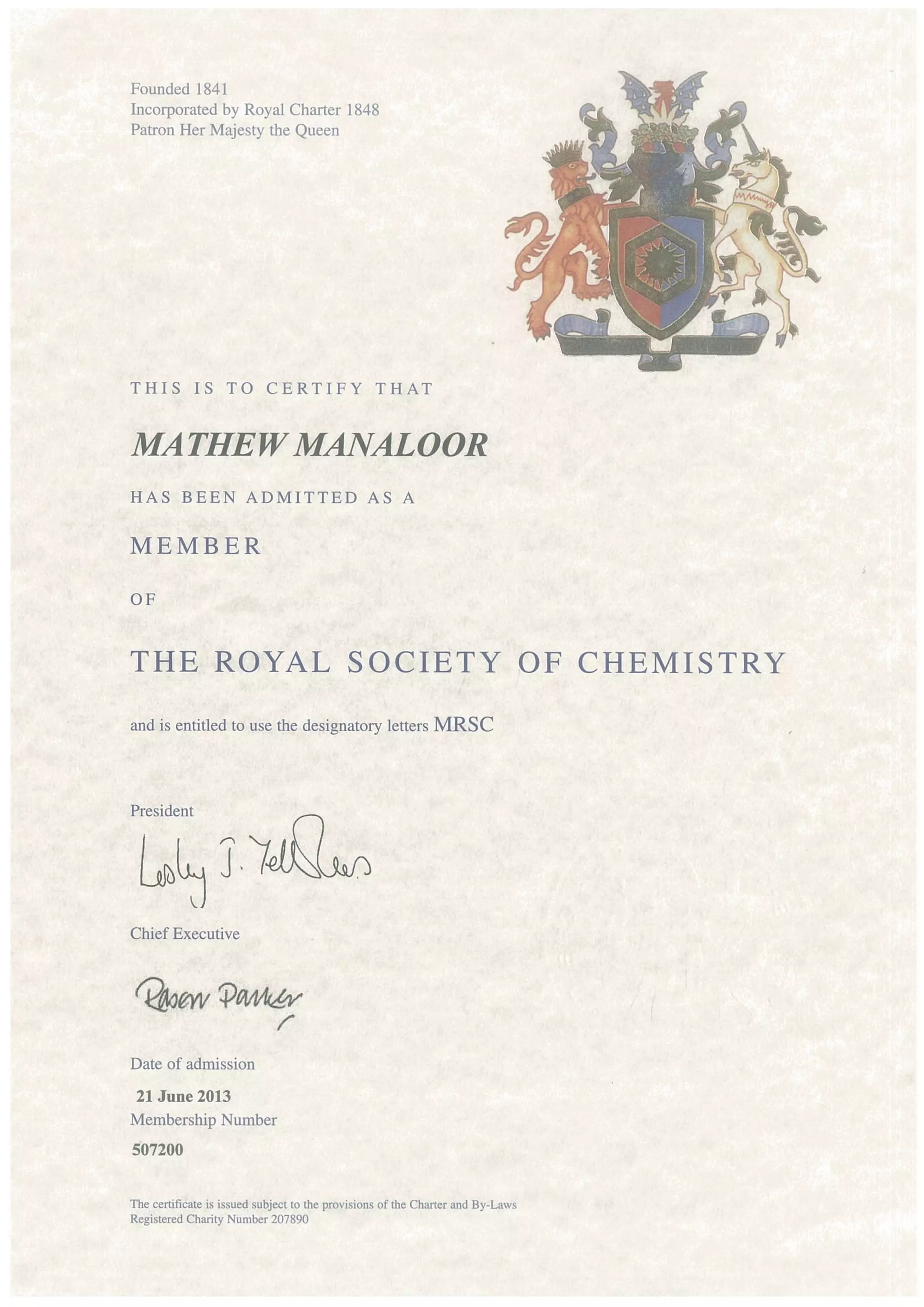 MRSC certificate | PDF